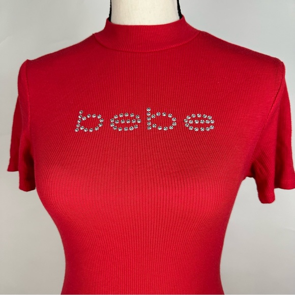 bebe | Dresses | Bebe Ultra Hot Red Signature Bebe Logo Dress With ...